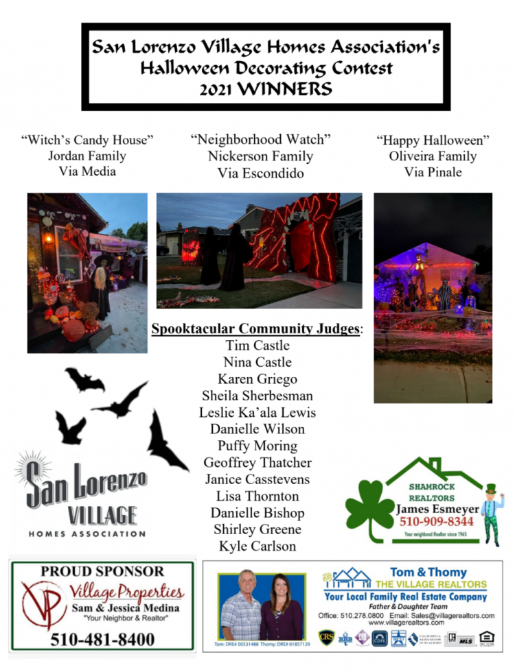 2021 Halloween House Decorating Contest - San Lorenzo Village Homes ...